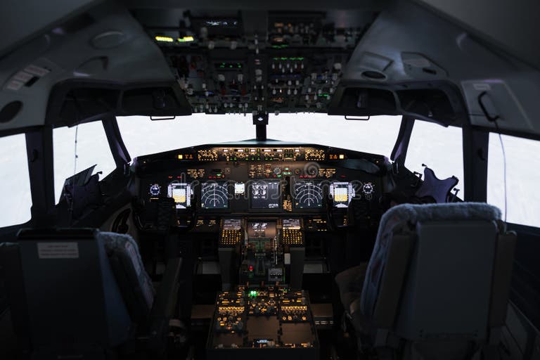 Empty Airplane Cabin with Radar Compass Windscreen and Navigation Stock ...