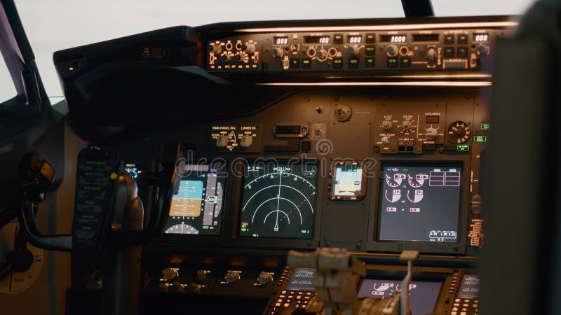 Airplane Cockpit with Flying Command on Control Panel Stock Video ...