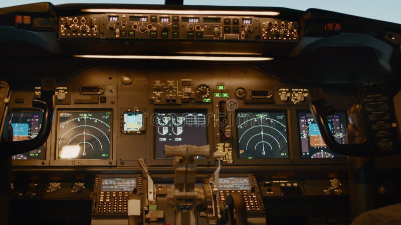 Airplane Cockpit with Flying Command on Control Panel Stock Video ...