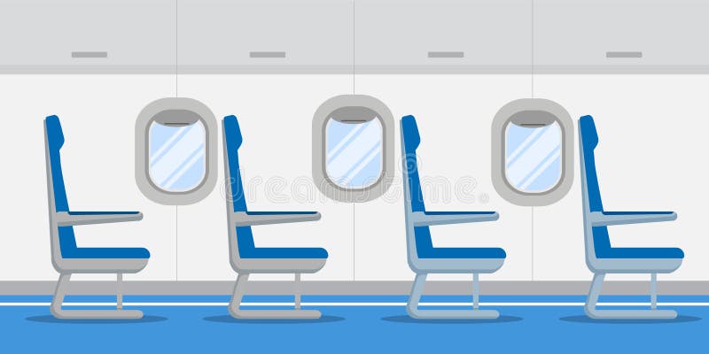 Empty Airplane Interior Horizontal Background. Airplane Seat in the ...
