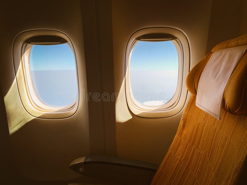 Empty Airplane Seat in the Cabin of the Commercial Airline. Stock Photo ...