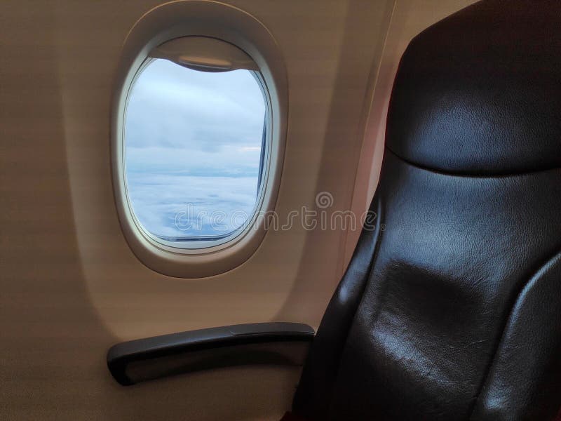 Empty Airplane Seat and Window. Stock Image - Image of empty, inside ...