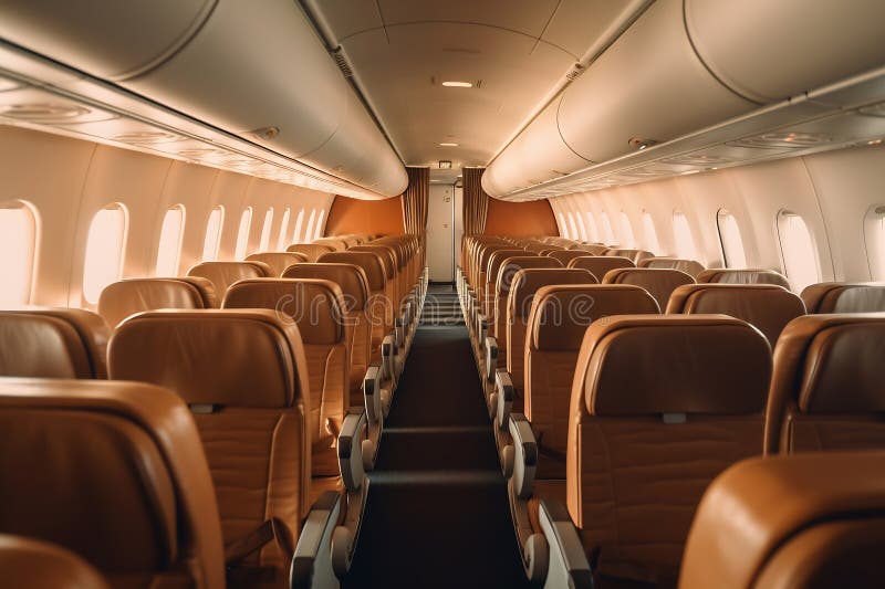 Empty Airplane Seats in Cabin during Daytime Flight Stock Image - Image ...