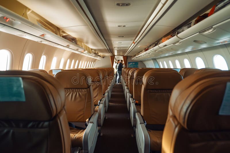 Empty Airplane Seats on a Flight Stock Photo - Image of plane ...