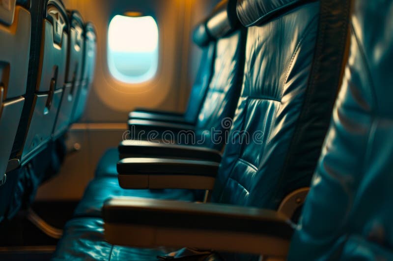 Empty Airplane Seats Waiting for Passengers To Board Flight Stock Image ...