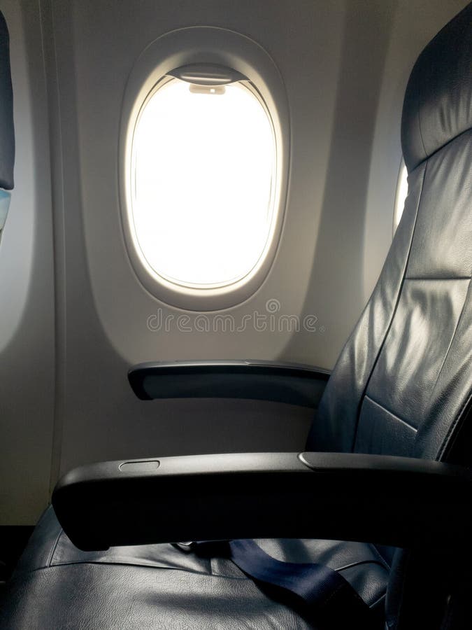 Empty Airplane Window Seats in the Cabin Economy Class Stock Image ...
