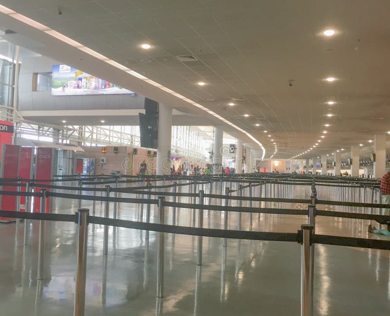 Check In Counter Waiting Line In Airport Editorial Image - Image of ...