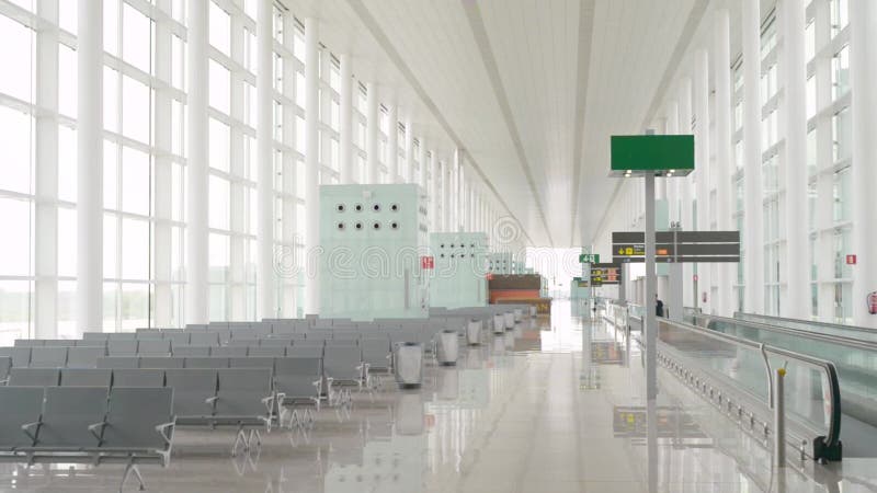 Empty Airport, Interior and Window with Chair for Waiting Room ...