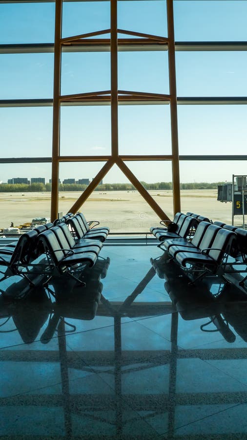 Empty Empty Airport Terminal with Passenger Seats Stock Photo - Image ...