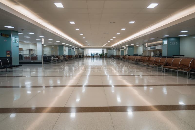 Empty Airport Terminal, with Passengers and Their Luggage Boarding the ...