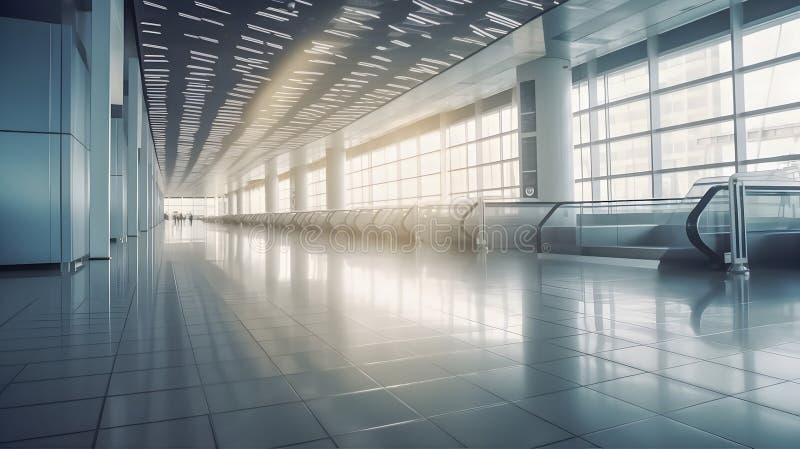 Empty Airport Terminal Space, No People, with Morning Sun Light, AI ...