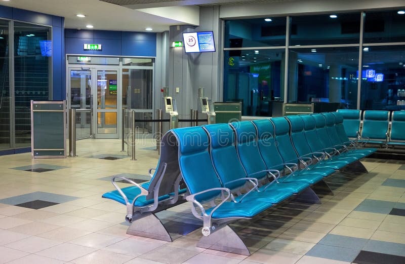 Empty Airport Terminal Waiting Area with Chairs Editorial Image - Image ...
