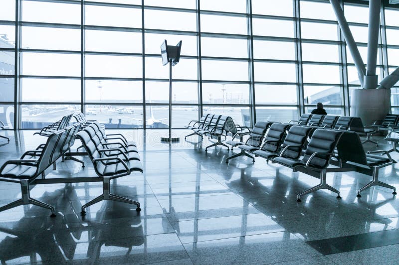 Empty Airport Terminal Waiting Area with Chairs Stock Image - Image of ...
