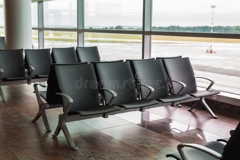 Empty Airport Terminal Waiting Area Stock Image - Image of glass ...