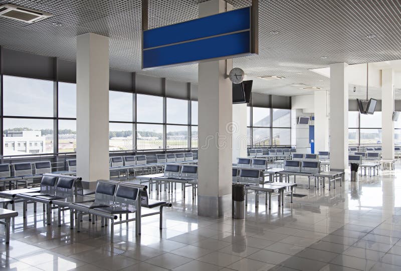Empty airport waiting hall stock image. Image of structure - 51395735
