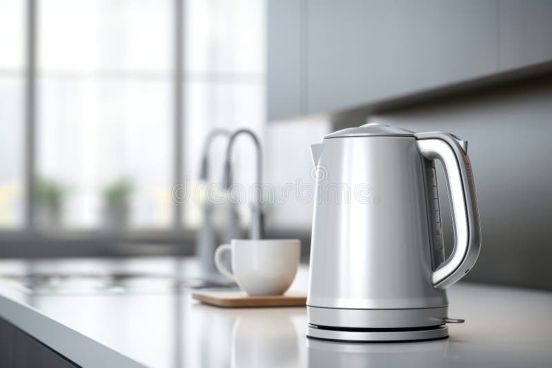 Empty Airy Kitchen Interior and Modern Electric Kettle. Generative AI ...