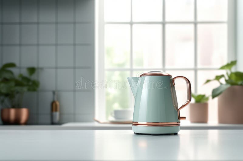 Empty Airy Kitchen Interior and Modern Electric Kettle. Generative AI ...