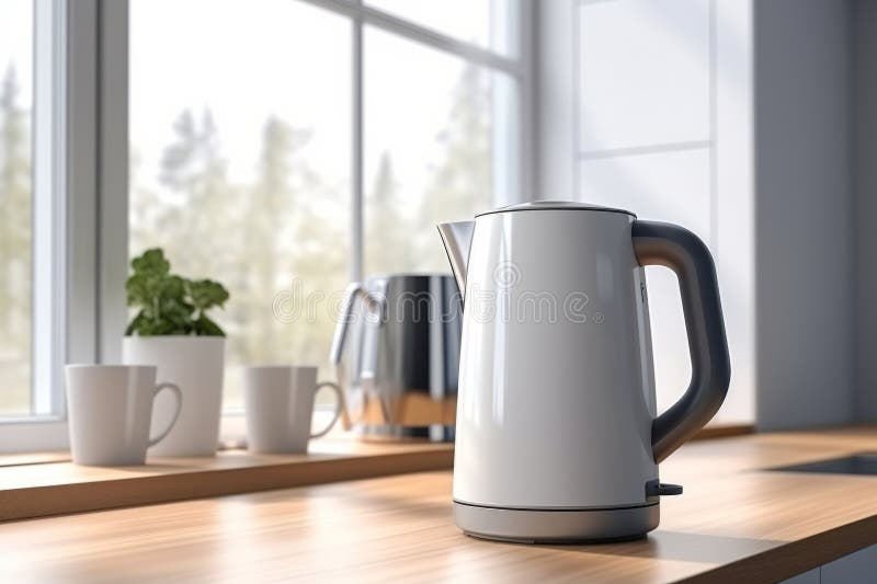 Empty Airy Kitchen Interior and Modern Electric Kettle. Generative AI ...
