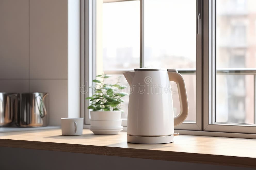 Empty Airy Kitchen Interior and Modern Electric Kettle. Generative AI ...