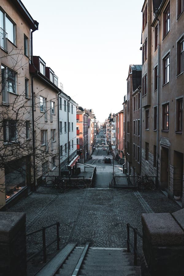 A Empty Alley Amidst Buildings in City Stock Image - Image of ...