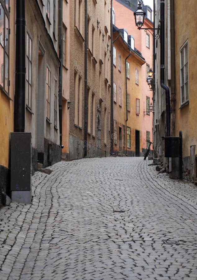 A Empty Alley Amidst Buildings in City Stock Image - Image of travel ...