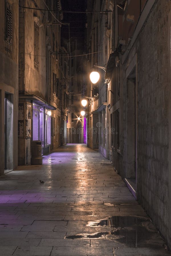 Empty alley in old town editorial stock image. Image of europe - 77105039