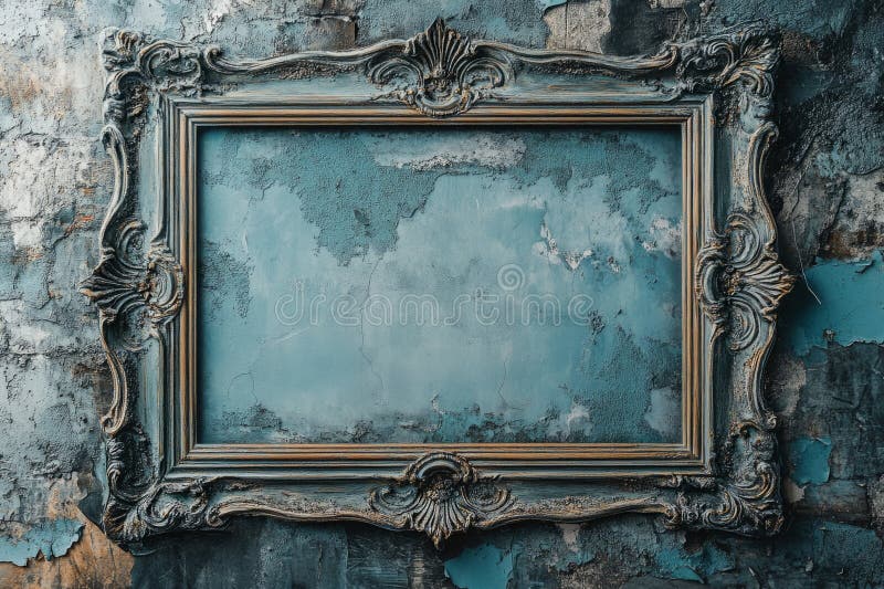 Empty Antique Picture Frame Hanging on a Textured Wall Stock Photo - Image of design, copy ...