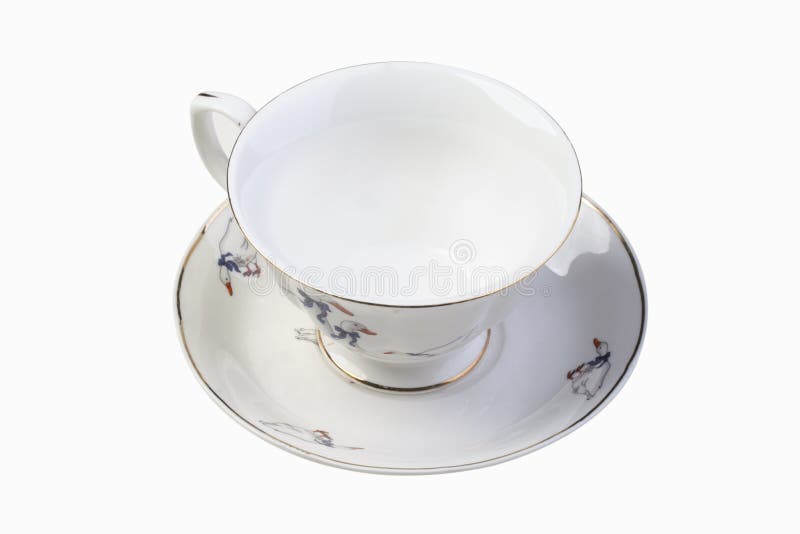 Empty Antique Porcelain Tea Cup Isolated on White Background Stock ...