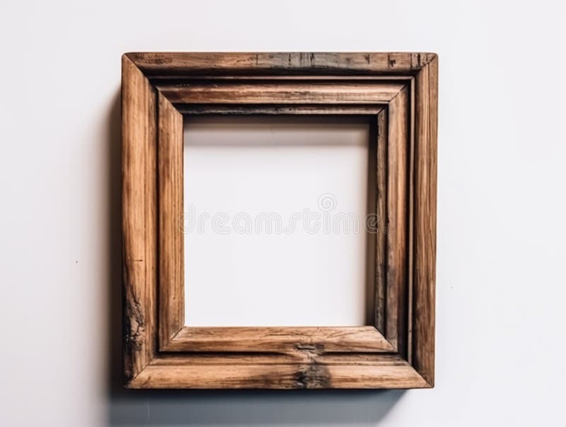 Empty Antique Wooden Square Frame for Wall Art Mockup, Generative Ai ...