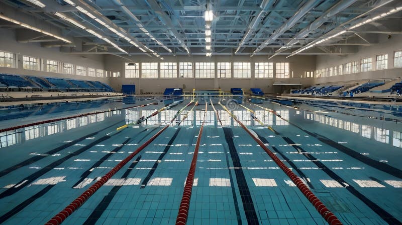 Empty Aquatics Center with Olympic Pool Stock Illustration ...