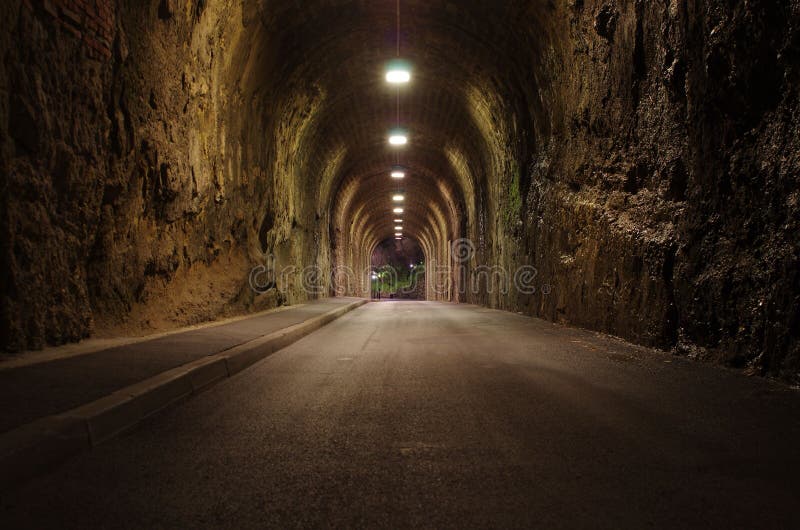 Empty Arched Road Tunnel with Lighting Stock Photo - Image of outdoors ...