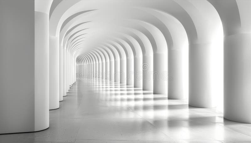 Empty Architectural Corridor with Columns, Symmetry, Minimalist Design ...