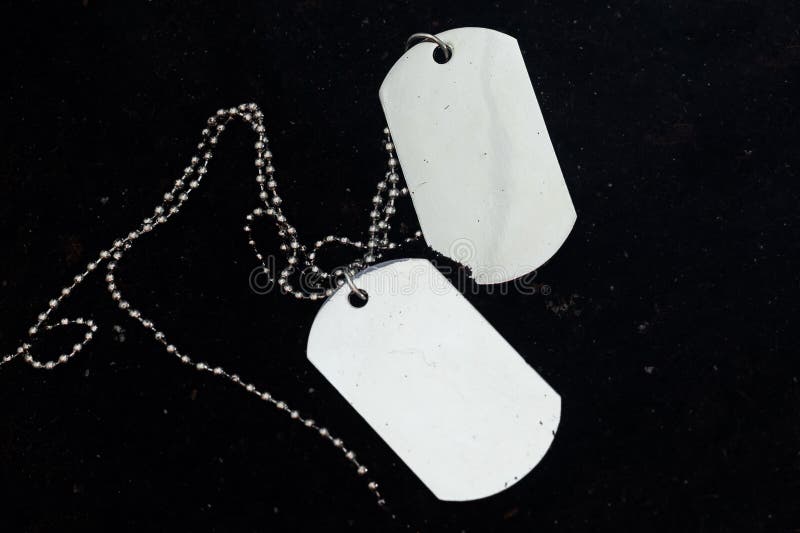 Empty Army Token of Dead Military Soldier Lies on the Ground Stock ...