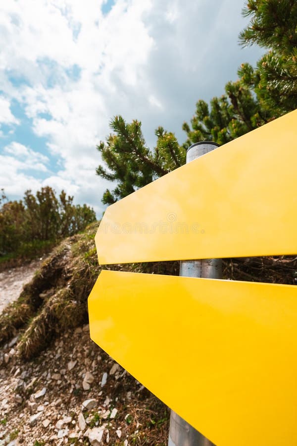 Empty Arrow Sign Pointing To the Side in a Natural Mountain Path ...