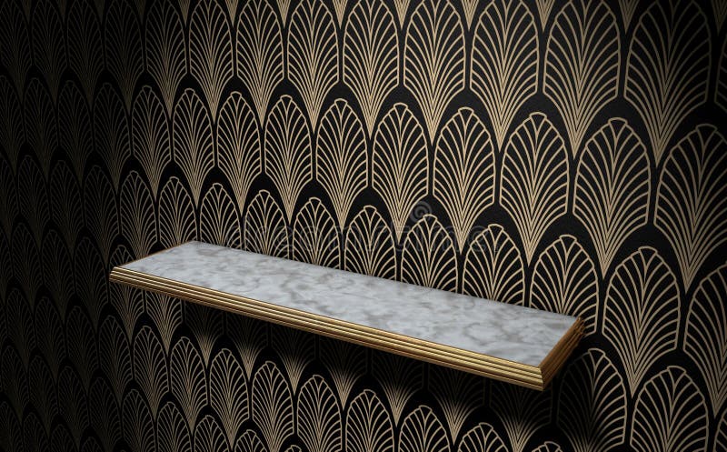 Empty Art Deco Shelf on Wall Stock Illustration - Illustration of ...