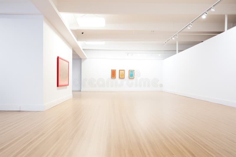 Empty Art Gallery Interior with Large White Spaces and Simple Decor ...