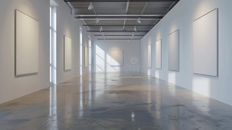 Empty Art Gallery, a Modern, Minimalistic Art Gallery with Empty Frames ...