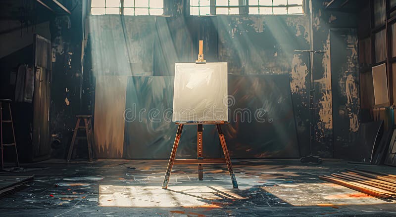 Empty Artist Easel in a Moody Studio Setting Stock Photo - Image of fashioned, painter: 335192496