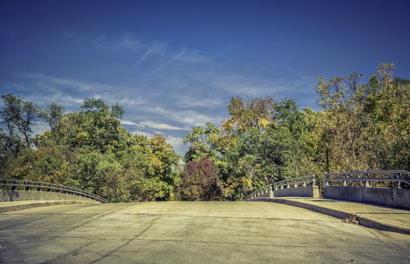 Empty Asphalt Bridge in Autumn Stock Image - Image of asphalt, bright ...