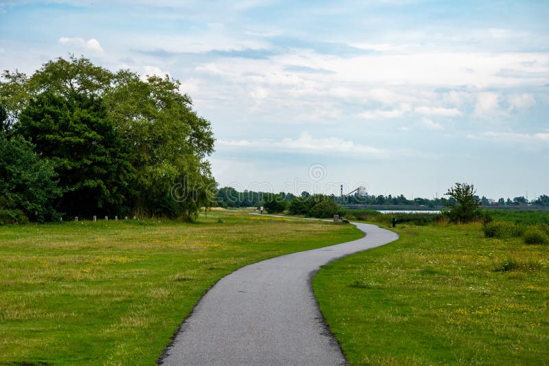 Empty Asphalt Cycling Path at the Brondby Strandpark, Denmark Stock ...