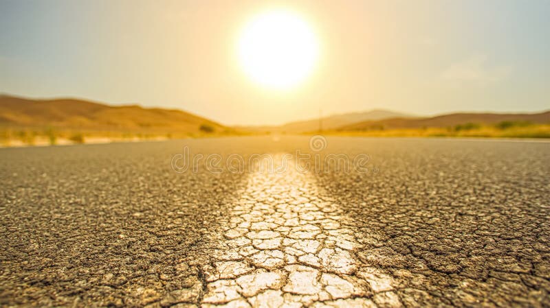 Empty Asphalt Highway and Blue Sea Nature Landscape at Sunset Stock ...
