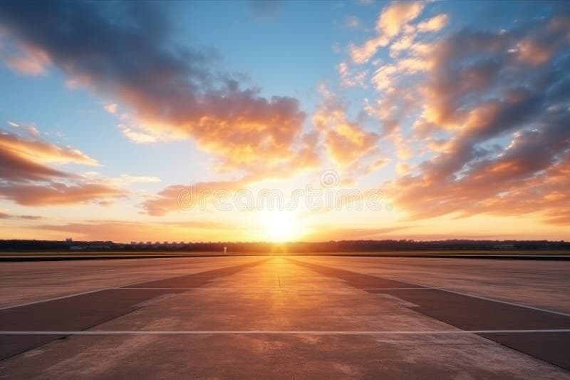 Empty Asphalt Road and Beautiful Sky at Sunset Stock Photo - Image of ...