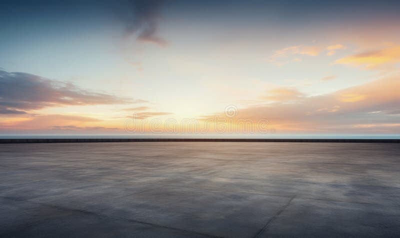 Empty Asphalt Road and Beautiful Sky at Sunset, Panoramic View Stock ...