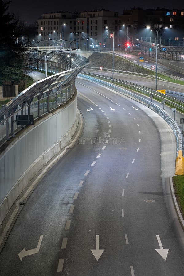 Empty Asphalt Road in the City at Night. Highway in the Evening Stock ...