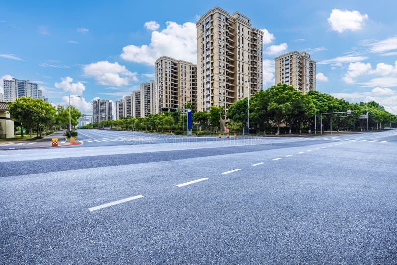 Empty Asphalt Road and Cityscape Stock Photo - Image of modern ...