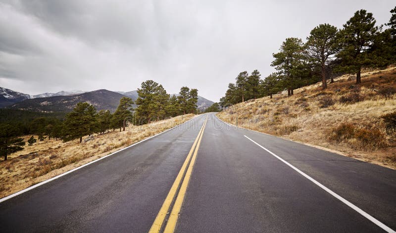 Empty Asphalt Road, Color Toning Applied, Colorado, USA Stock Image ...