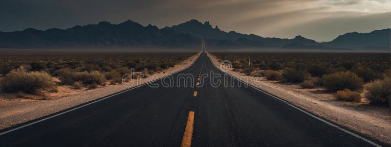 Empty Asphalt Road in Desert Stock Illustration - Illustration of empty ...