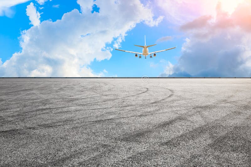 Asphalt Road and Sky Airplane Landscape Stock Image - Image of journey ...