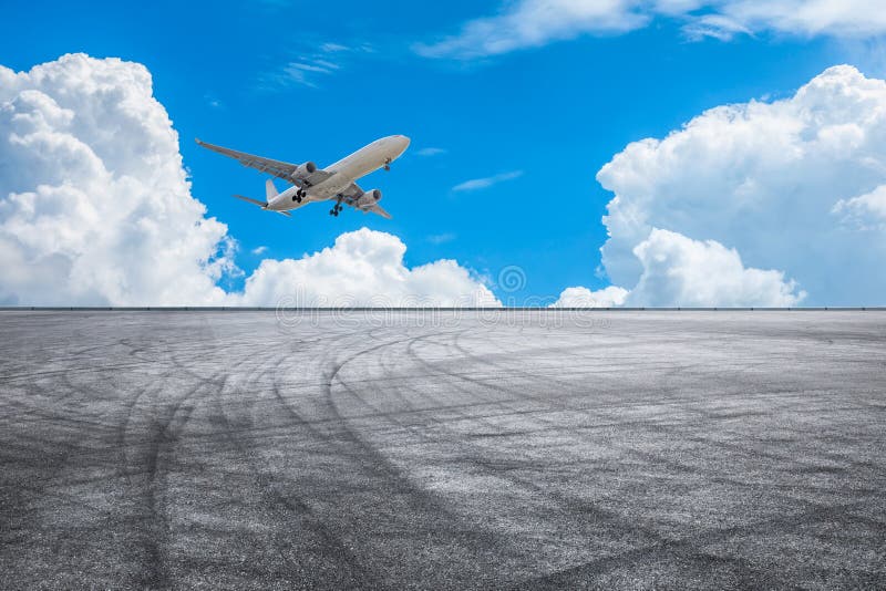Asphalt Road and Sky Airplane Landscape Stock Image - Image of ...