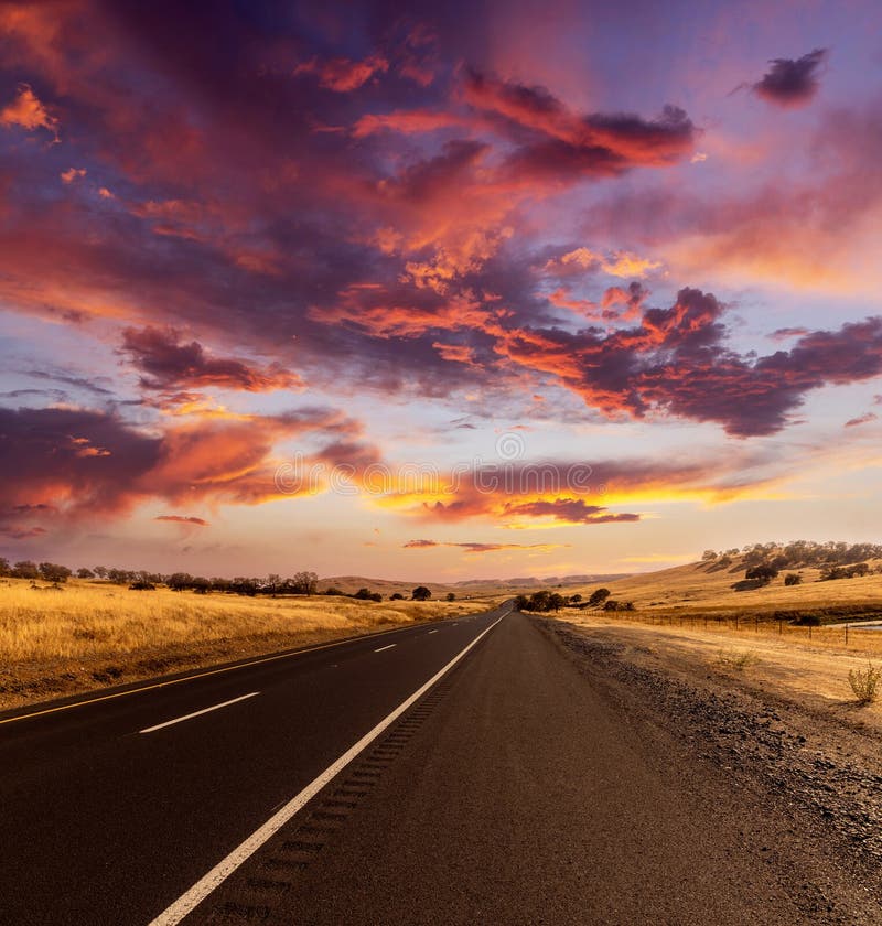 Empty Asphalt Road at Sunset Stock Image - Image of dramatic, nature ...
